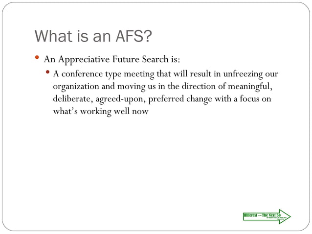 Appreciative future search (afs) | PPT