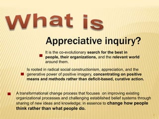 Appreciative inquiry applying the heliotropic principle to influence ...