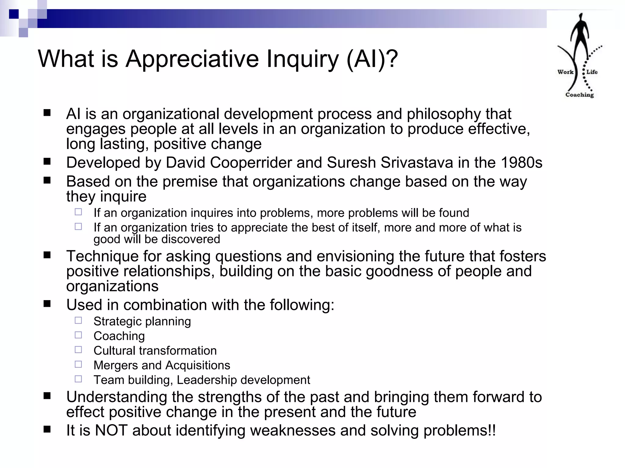 Appreciative Inquiry Strengths Based Development | PPT