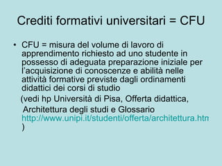 Crediti formativi e tirocini in biblioteca | PPT