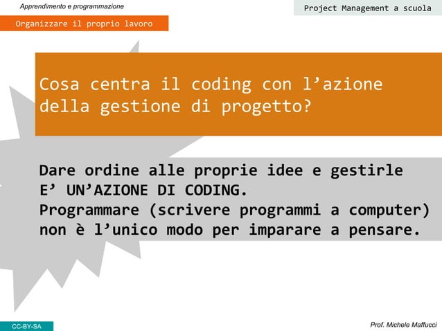 Insegnare a progettare il proprio apprendimento con il coding - Lezione 2