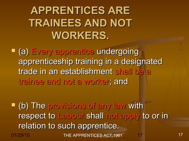 Apprentice act 1961 | PPT | Vocational Training | Careers