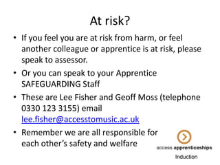 Apprentice Induction Health and Safety Safeguarding and Wellbeing ...