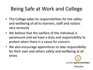 Apprentice Induction Health and Safety Safeguarding and Wellbeing ...