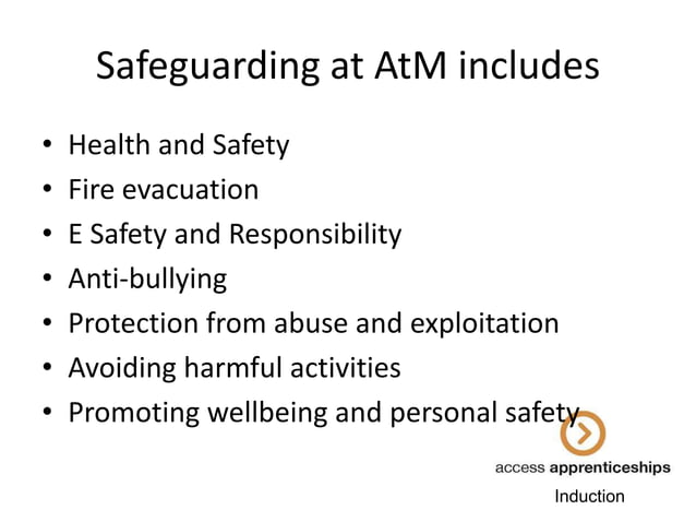Apprentice Induction Health and Safety Safeguarding and Wellbeing ...