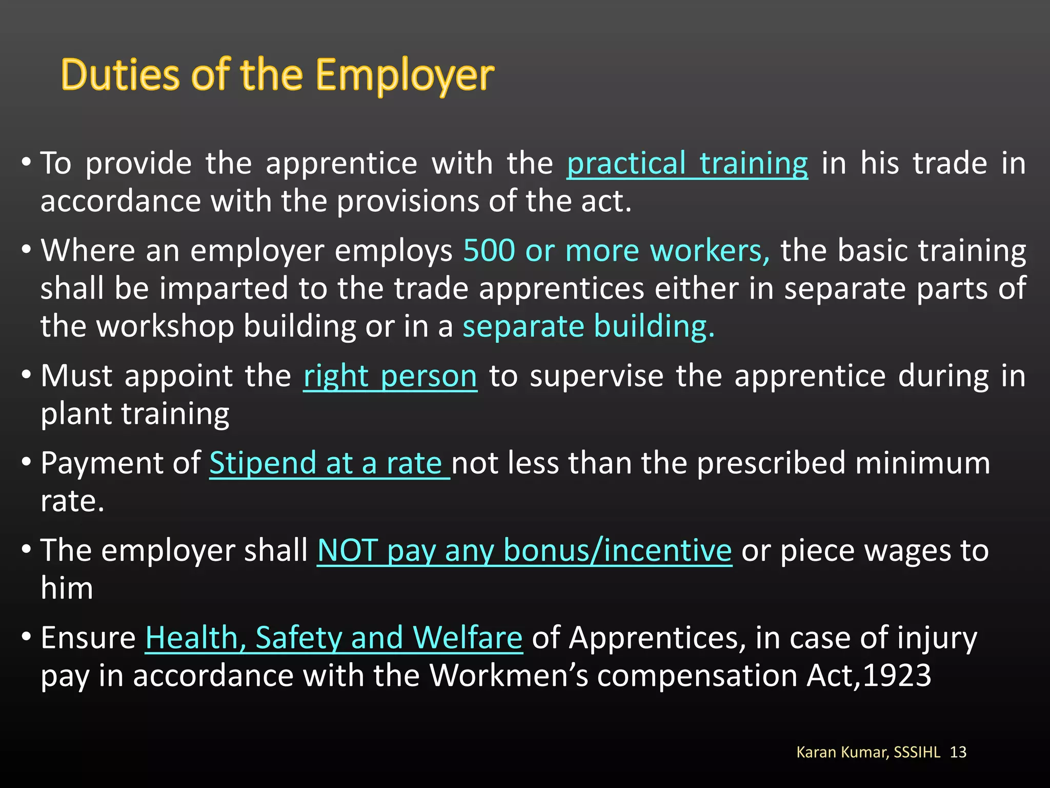 Apprenticeship act 1961 | PPTX