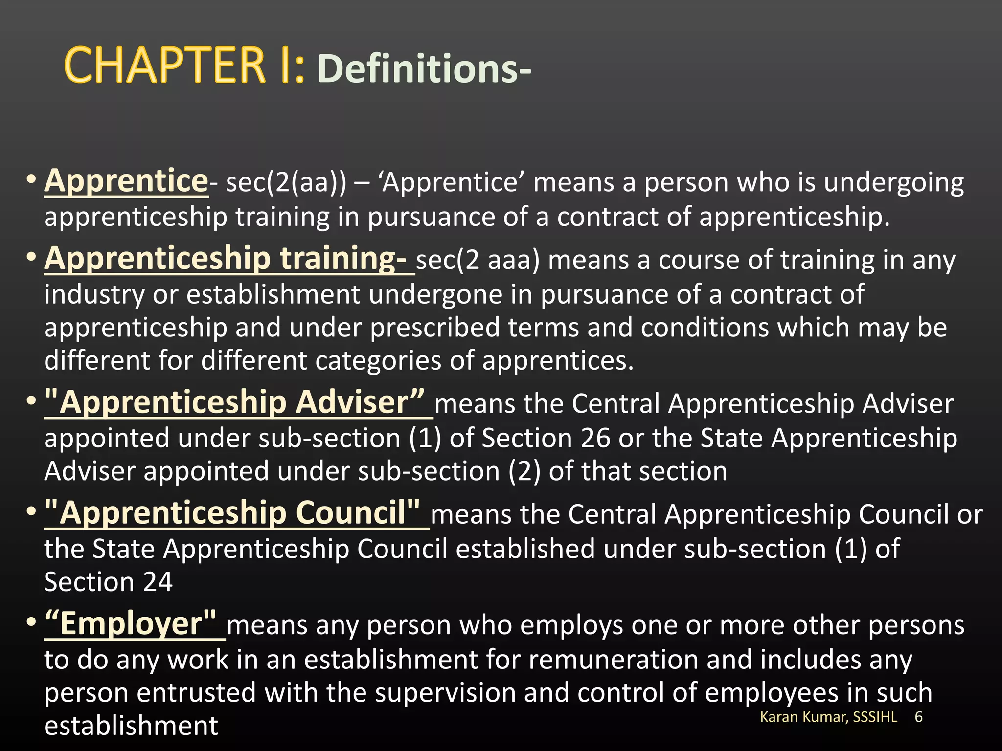 Apprenticeship act 1961 | PPTX