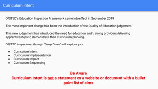 Apprenticeships - Planning Curriculum Intent | PPTX