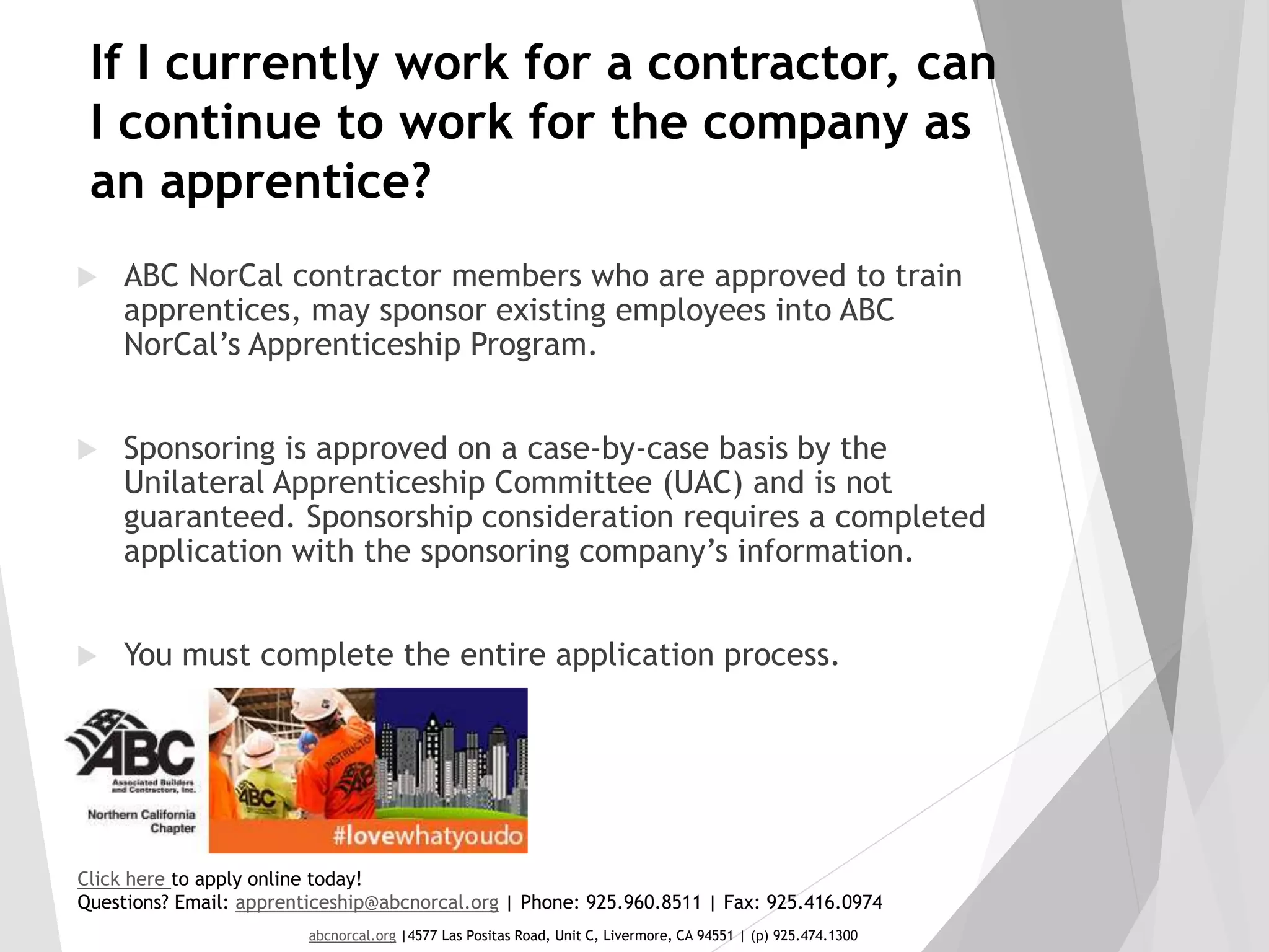 ABC NorCal Apprenticeship Program FAQ | PPTX