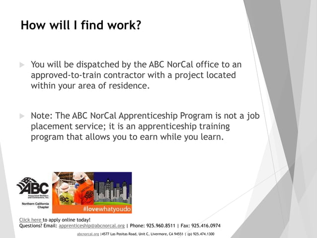 ABC NorCal Apprenticeship Program FAQ | PPTX | Vocational Training | Careers