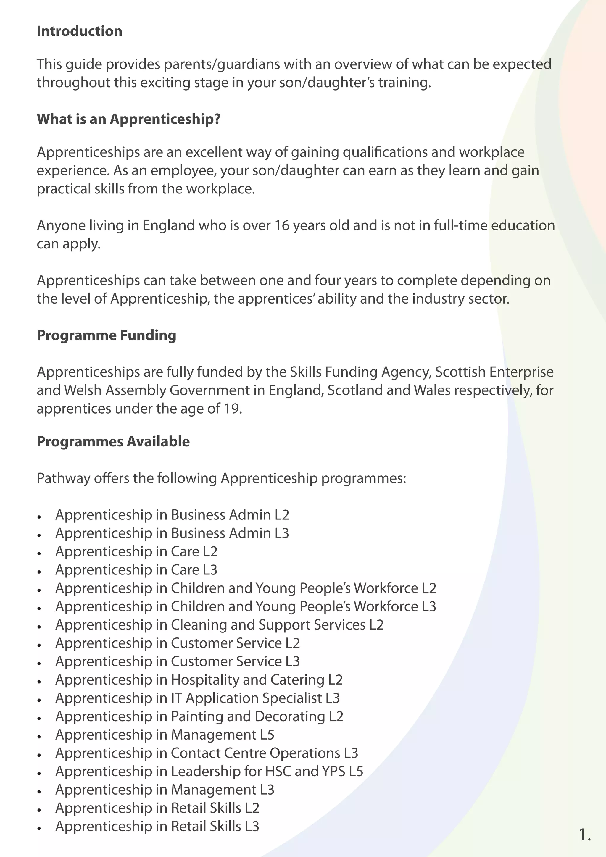 Apprenticeship Programme Guide for Parents | PDF