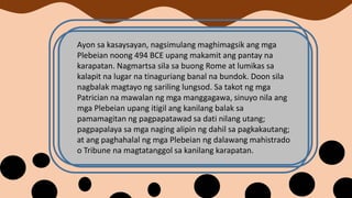 Tagumpay ng plebeian laban sa patrician | PPTX