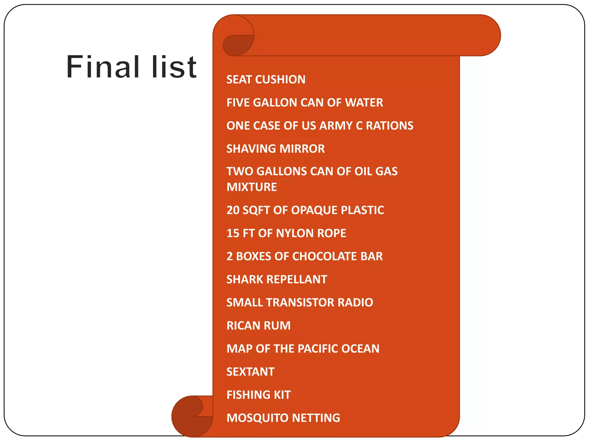 Decision making survival exercise | PPT