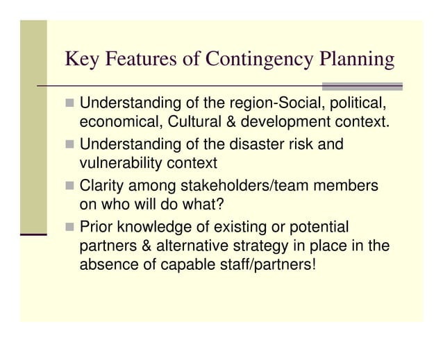 Approach To Contingency Plans | PDF