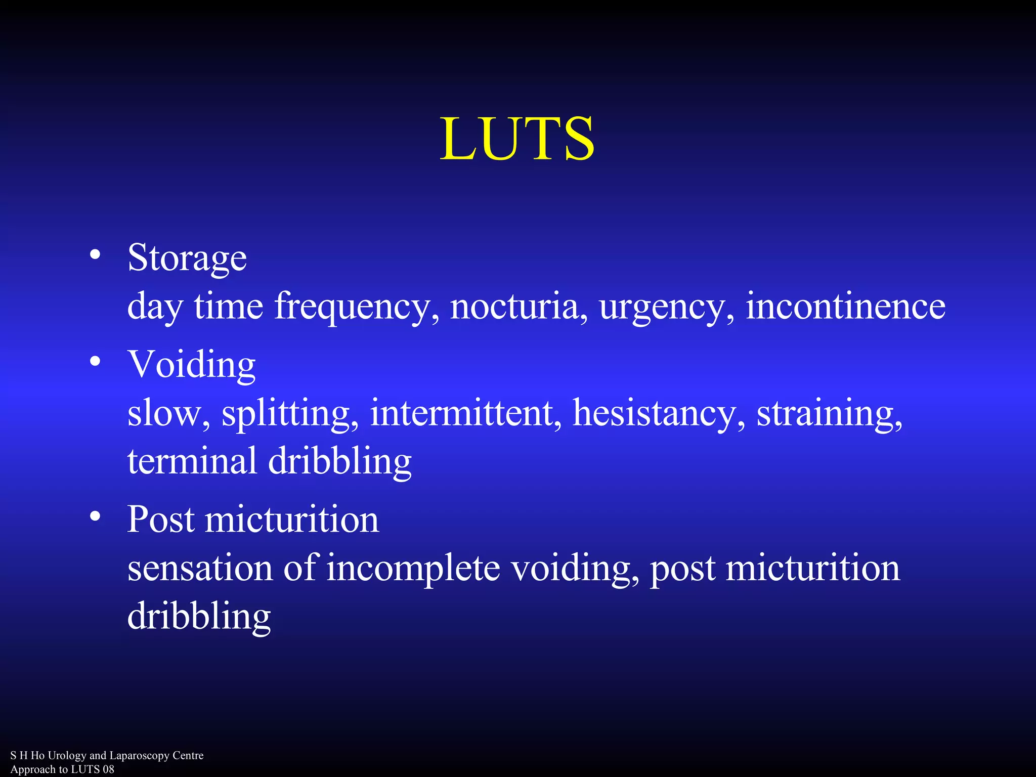 Family Physician's Approach to Lower Urinary Tract Symptoms | PPT