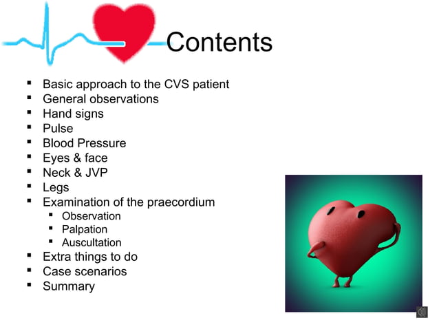Approach to the cardiovascular examination | PPT | Heart and ...