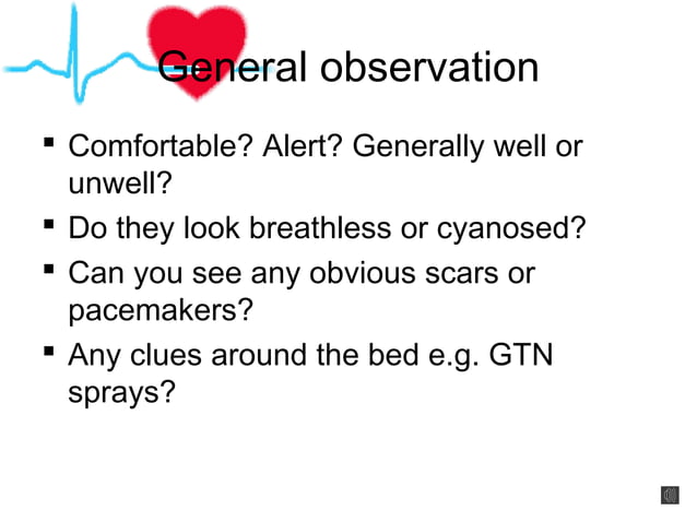 Approach to the cardiovascular examination | PPT | Heart and ...