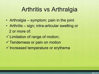 Approach arthritis in childhood | PPTX