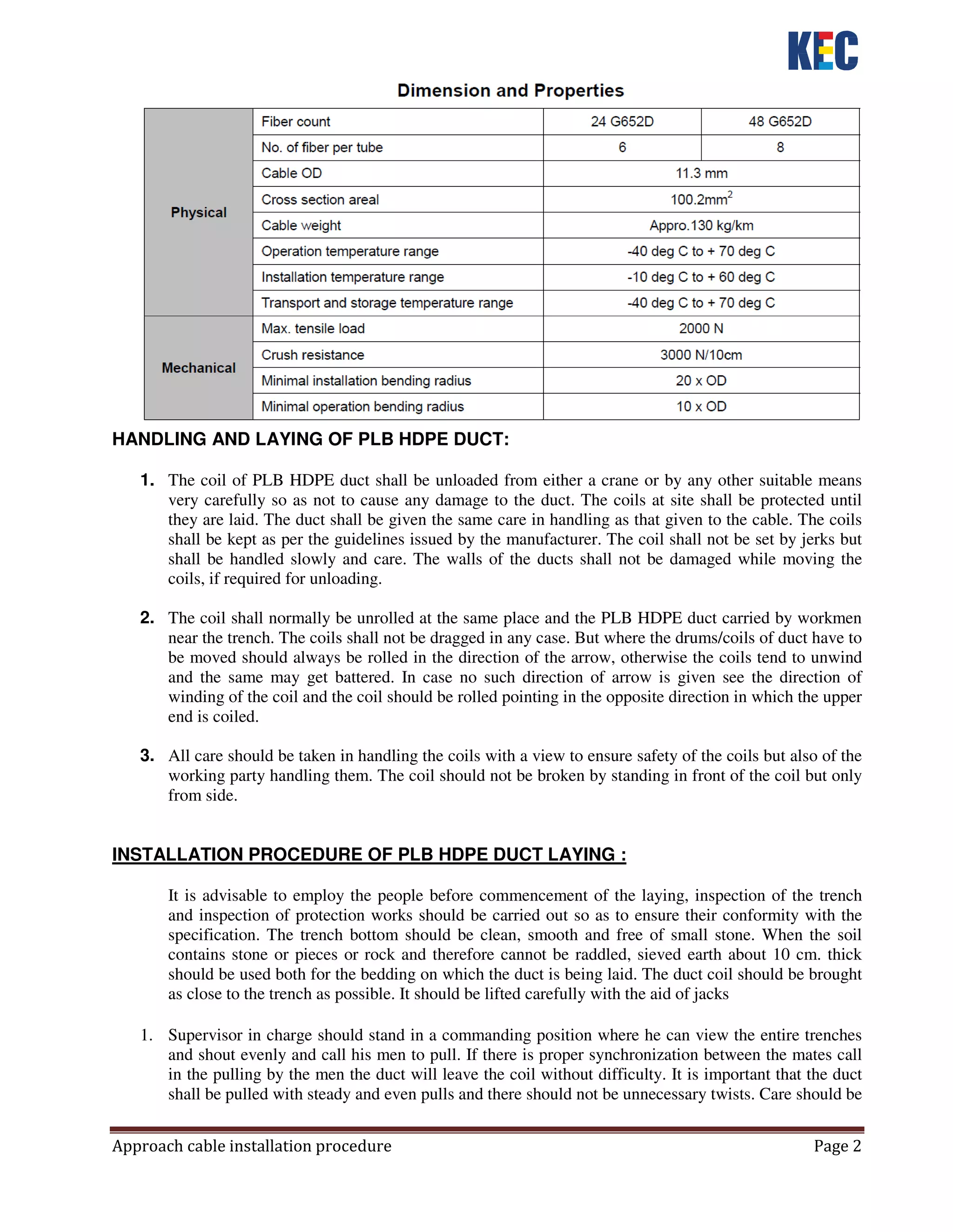 Approach cable installation | PDF