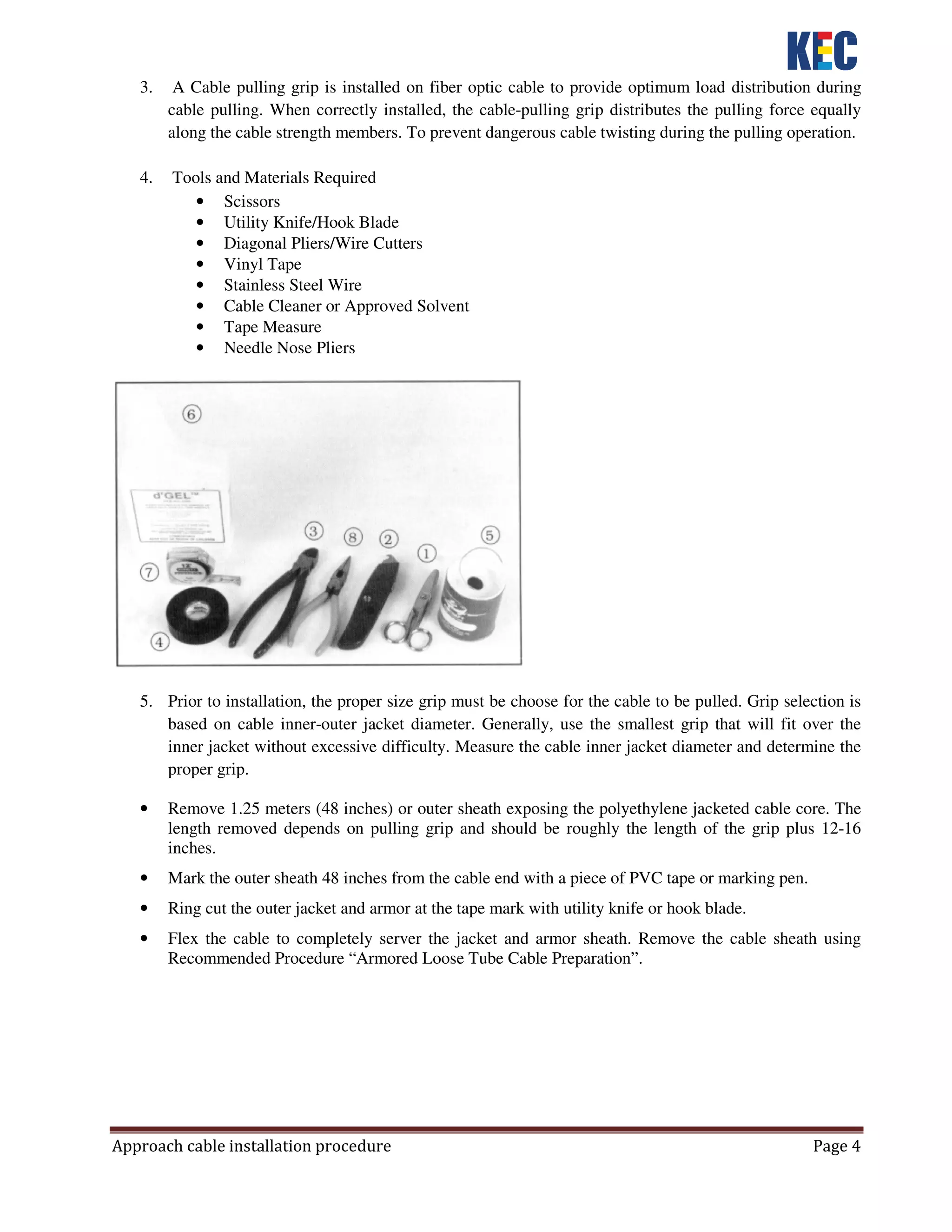 Approach cable installation | PDF