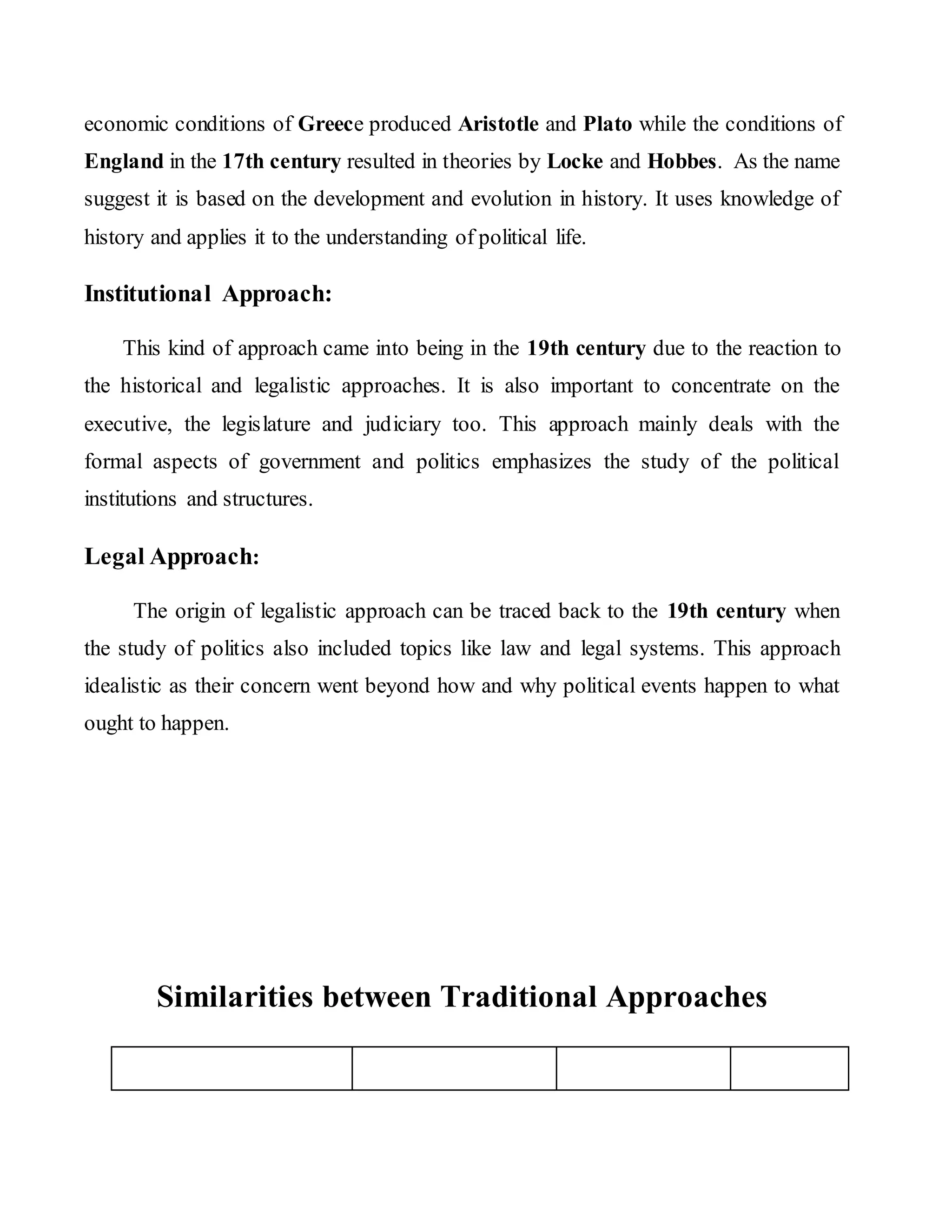 Traditional And Modern Approaches of Political Science | DOCX