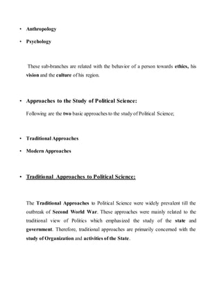 Traditional And Modern Approaches of Political Science | DOCX