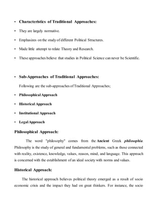 Traditional And Modern Approaches of Political Science | DOCX
