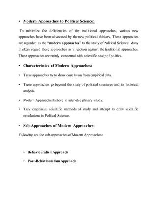 Traditional And Modern Approaches of Political Science | DOCX