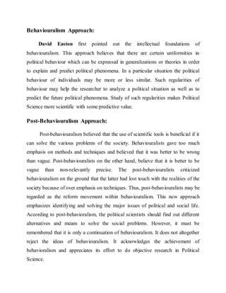 Traditional And Modern Approaches of Political Science | DOCX