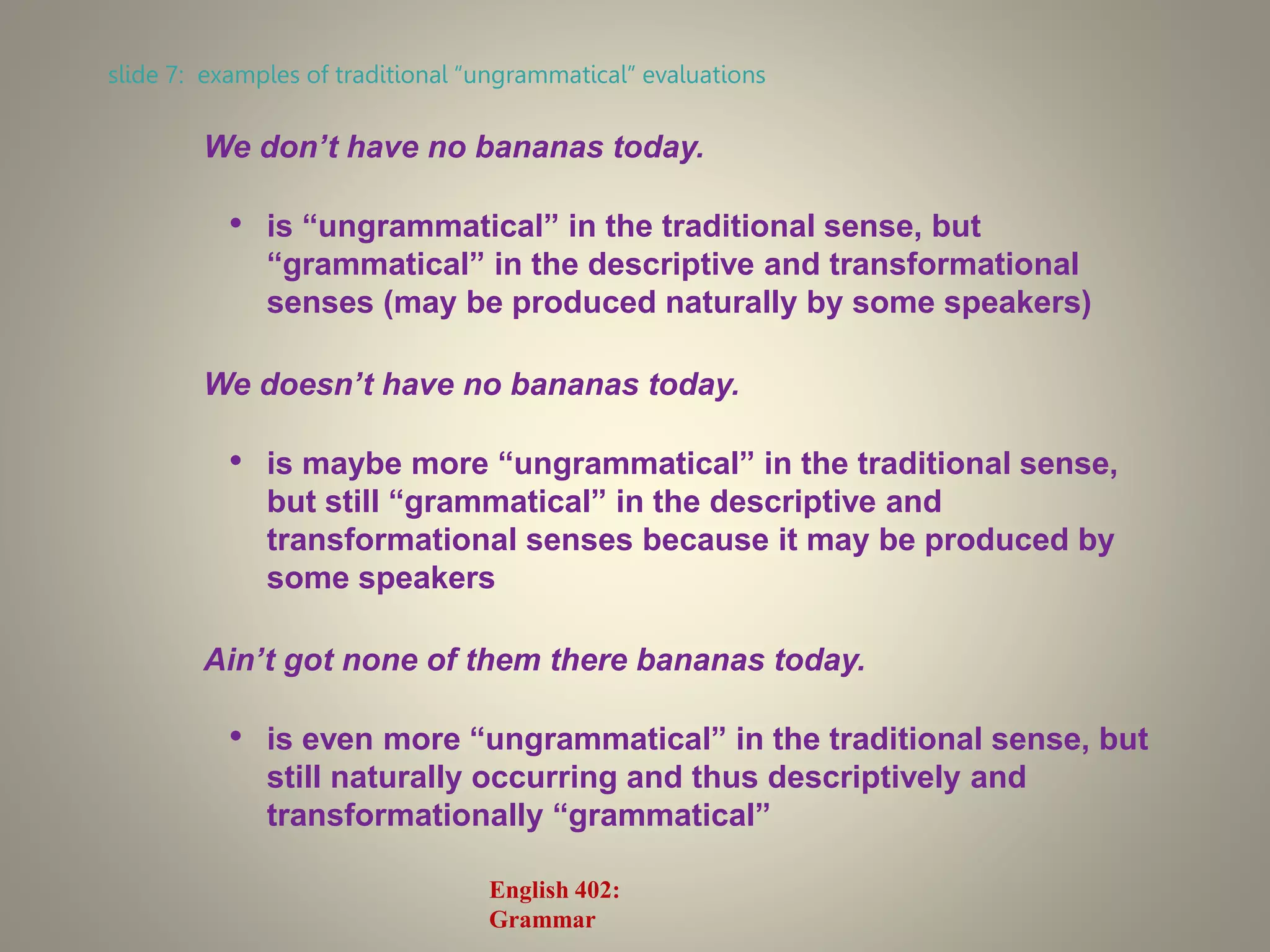 English Grammar Lecture 1: Approaches to Grammar | PPTX