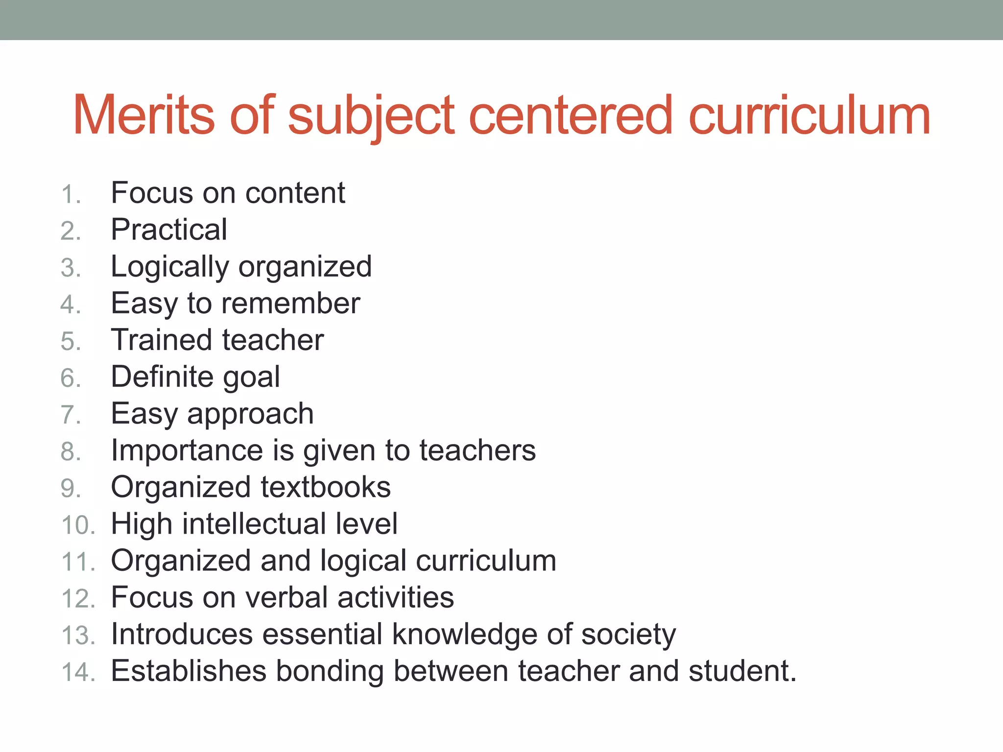 subject centred curriculum | PPTX