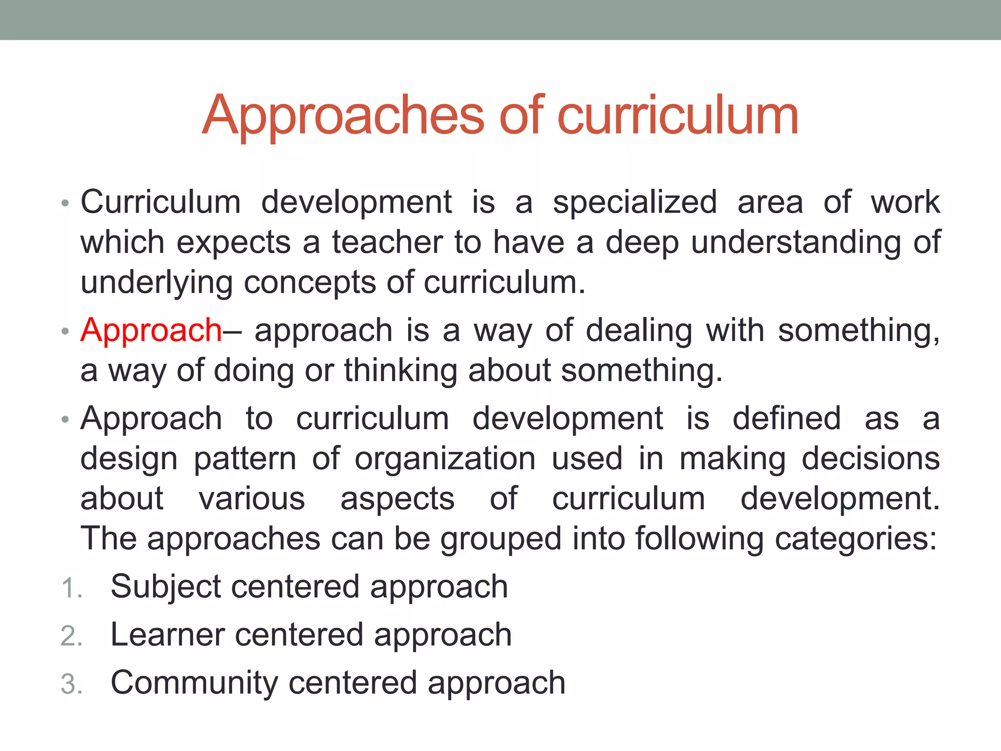 subject centred curriculum | PPTX