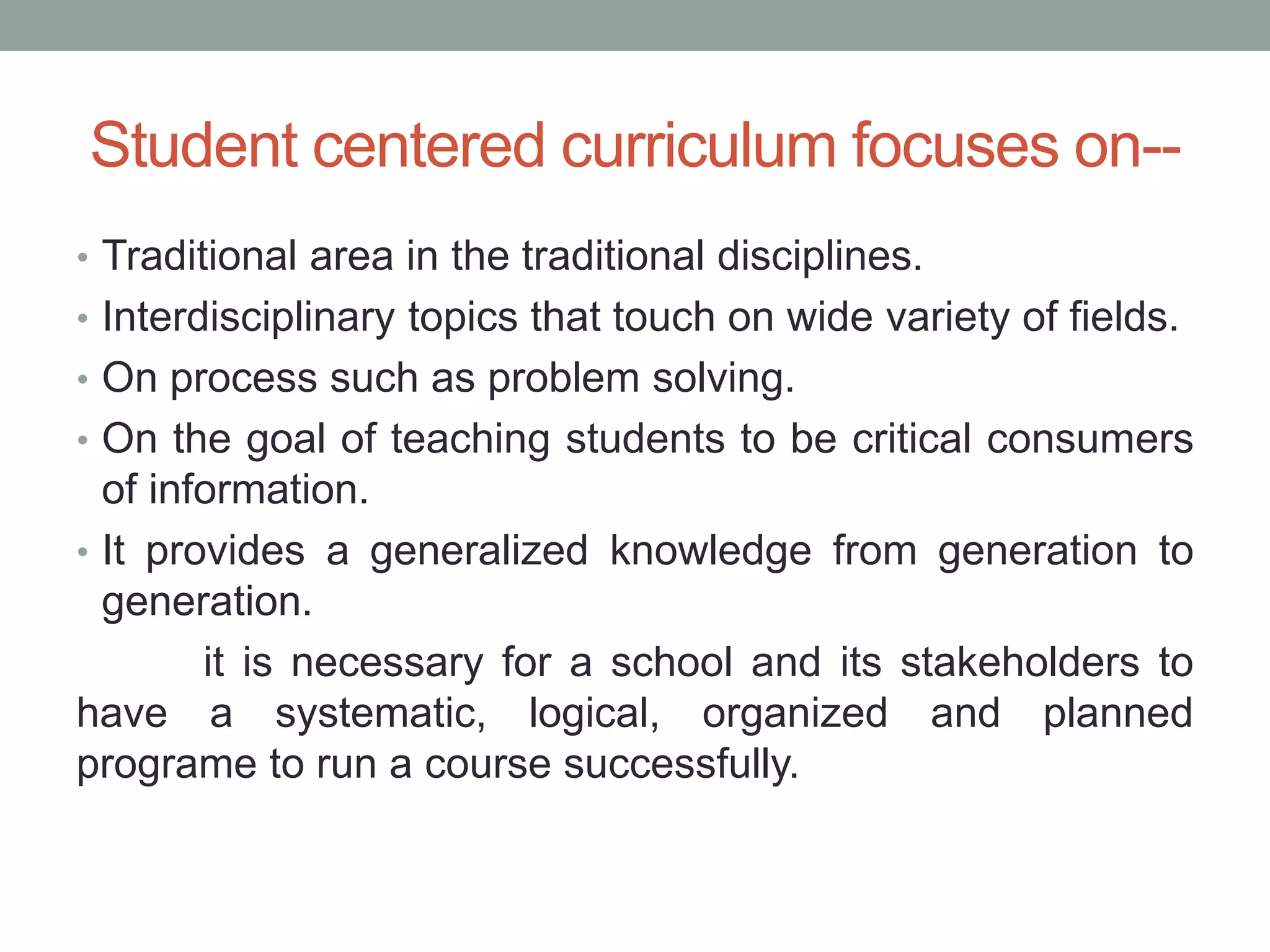 subject centred curriculum | PPTX