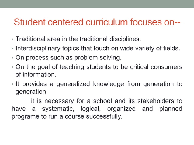 subject centred curriculum | PPTX | Primary Education | Education