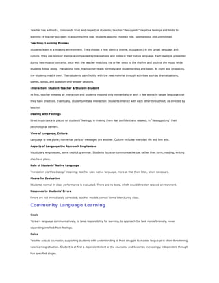 Approaches and methods in language teaching | DOCX | Education