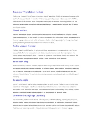 Approaches and methods in language teaching | DOCX | Education