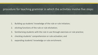 Approaches and procedures for teaching grammar | PPTX