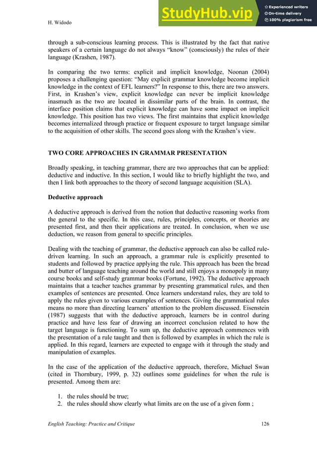 Approaches And Procedures For Teaching Grammar | PDF