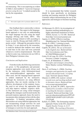 Approaches And Strategies In Teaching Philippine Literature Employed By Instructors | PDF