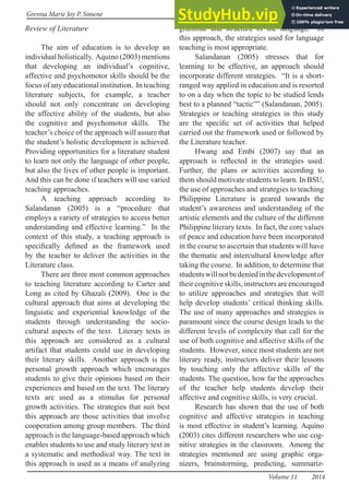 Approaches And Strategies In Teaching Philippine Literature Employed By ...