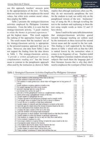 Approaches And Strategies In Teaching Philippine Literature Employed By ...