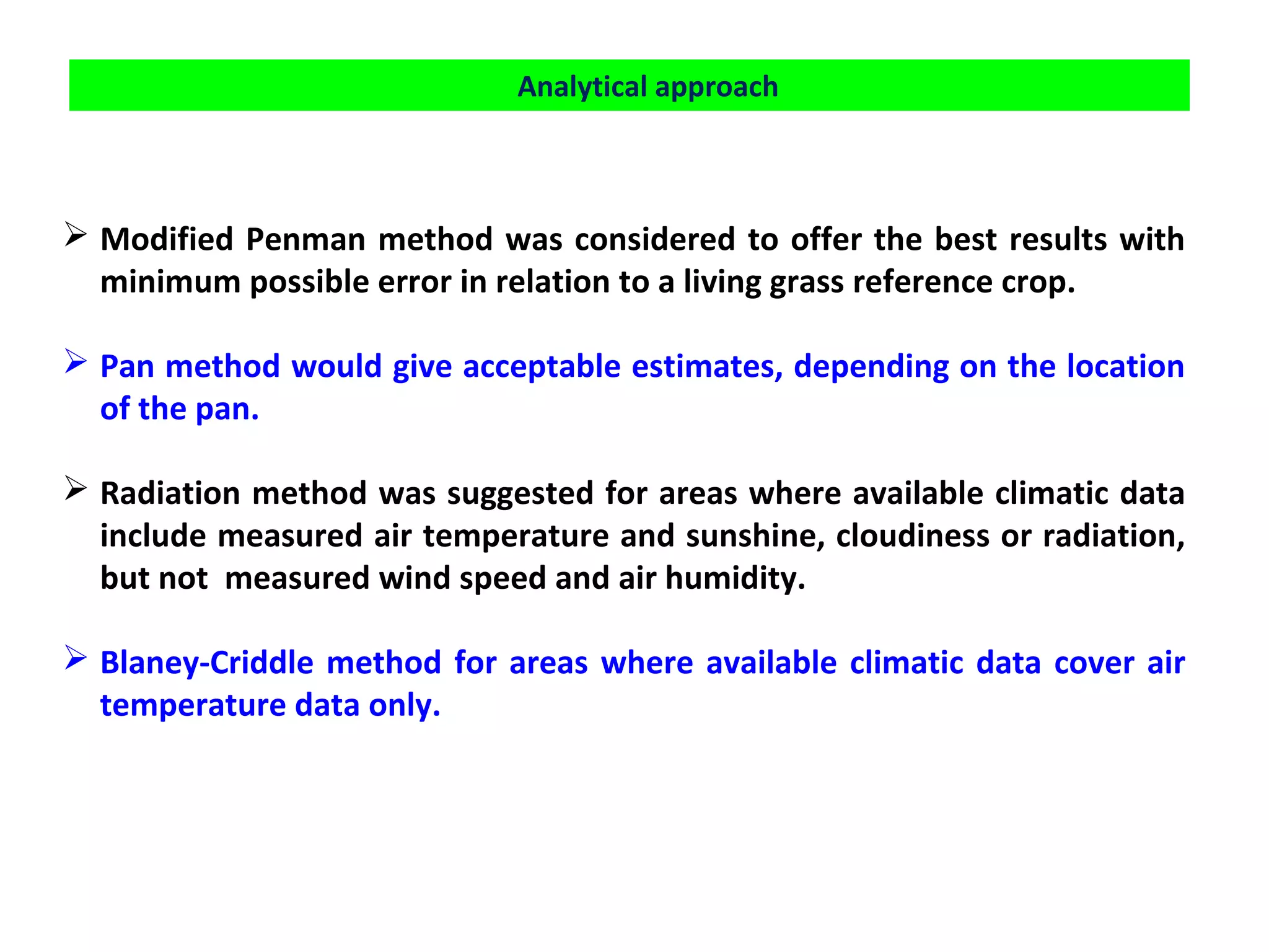 Approaches for crop et estimation at field scale | PPT