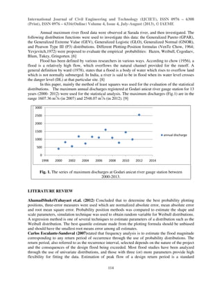 Approaches for obtaining design flood peak discharges in sarada river | PDF