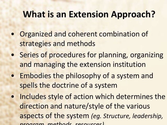 Approaches in agriculture extension By Mr Allah Dad Khan Visiting ...