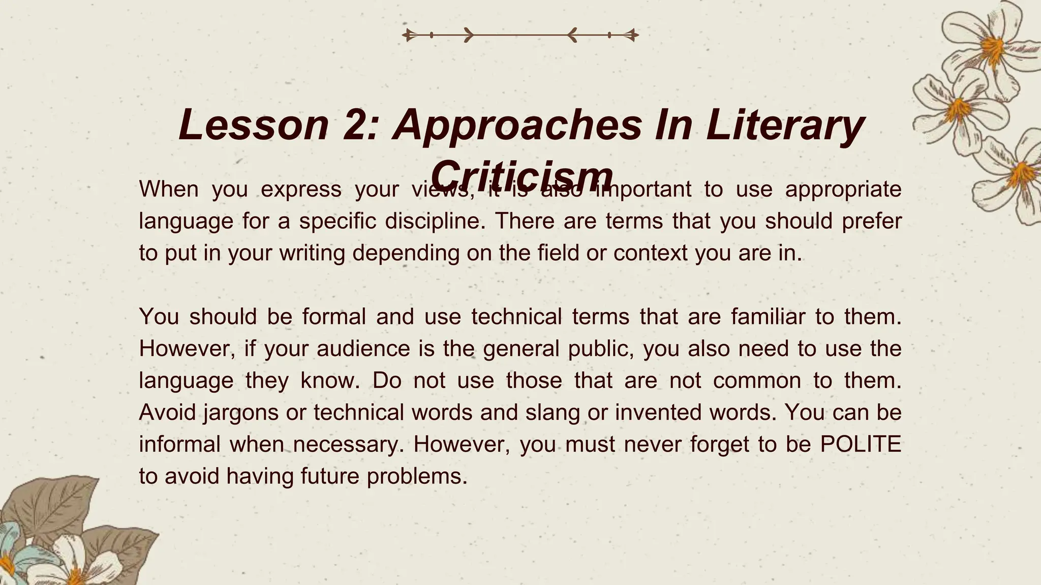 Approaches in Literary Criticism. A PowerPoint presentation about ...