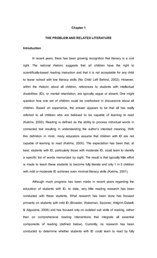 Approaches in teaching reading to children with intellectual disability ...