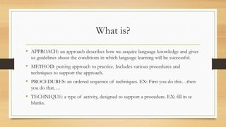 The Practice of Language Teaching:Approaches, Methods, Procedures ...
