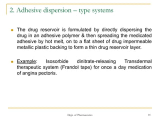 approaches of Transdermal drug delivery system | PPT
