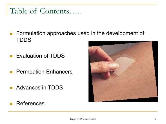 approaches of Transdermal drug delivery system | PPT