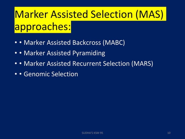 Approaches to apply mas in plant breeding | PPT